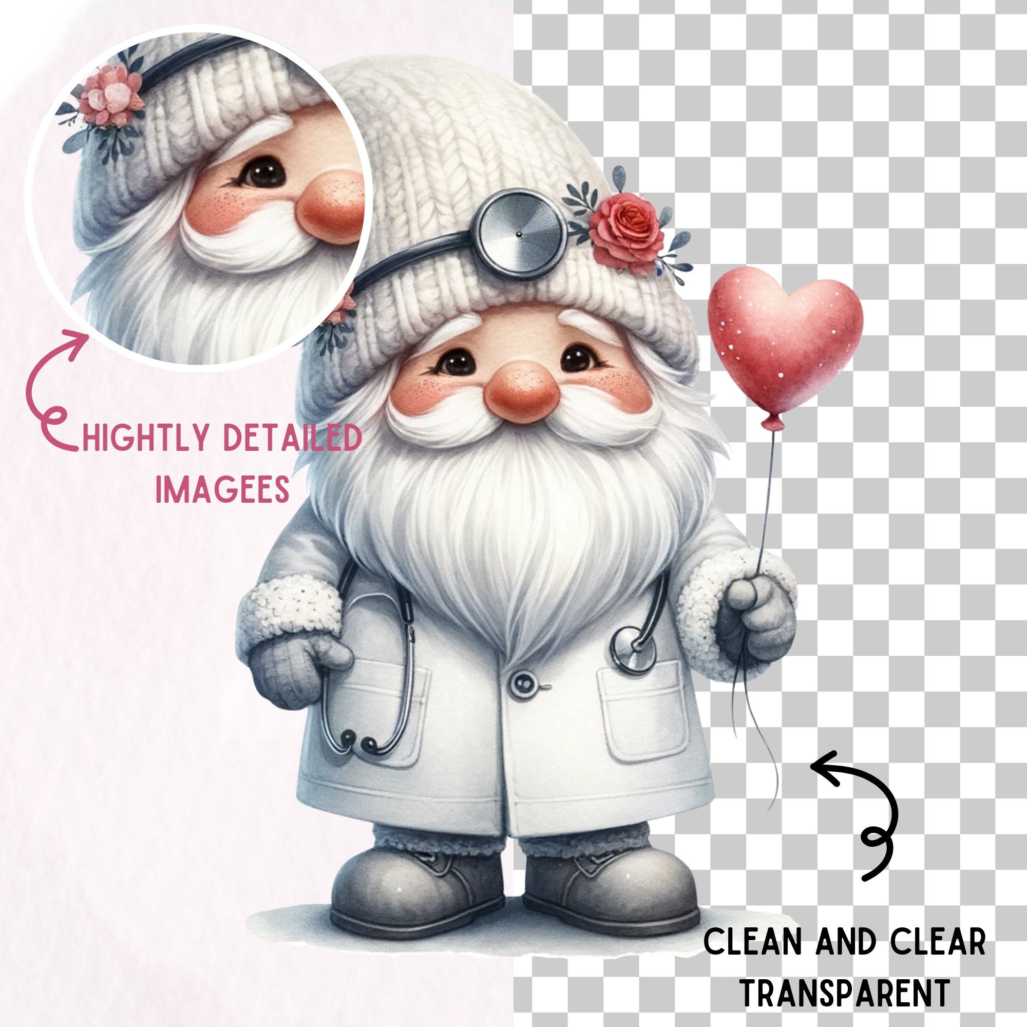 A PNG Gnome Doctor Watercolor Clipart, Gnomes Clipart, Doctor Shirt Png ...