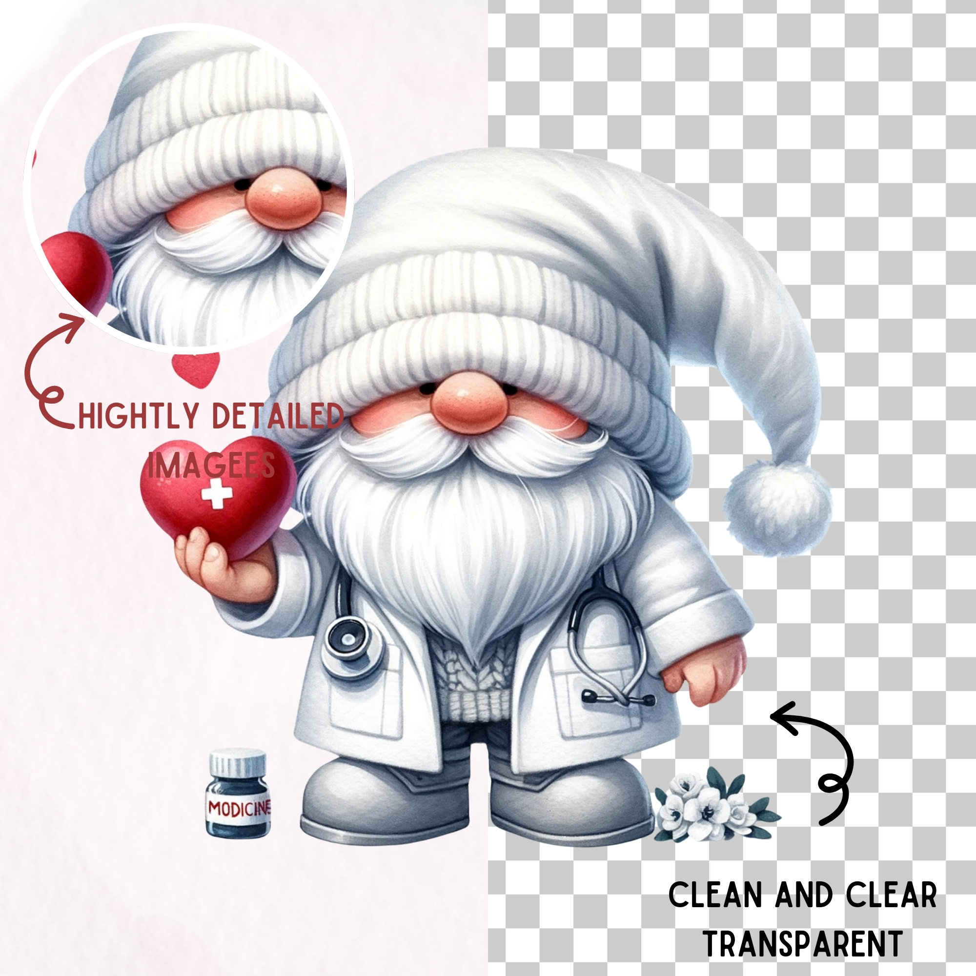 19 PNG Gnome Doctor Watercolor Medical Clipart, Gnomes Clipart, Doctor ...