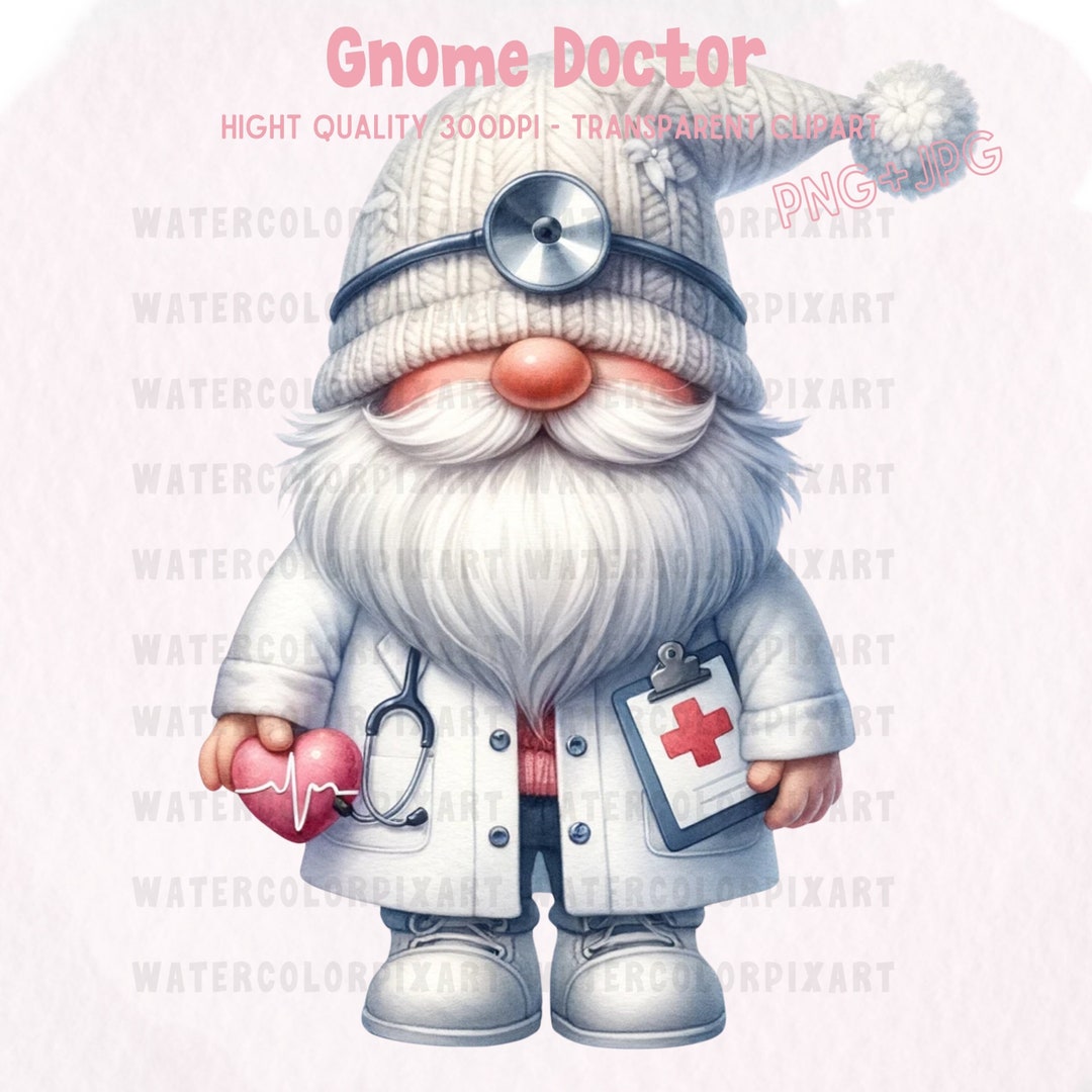 A PNG Heartfelt Gnome Doctor, Gnomes Clipart, Doctor Shirt Png, Caring ...