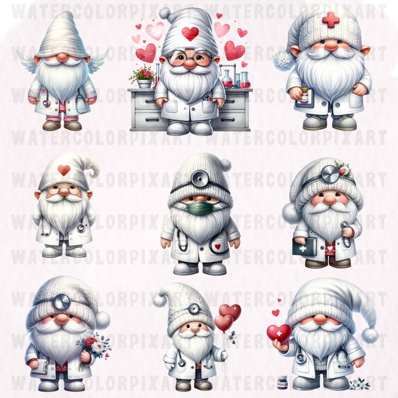 19 PNG Gnome Doctor Watercolor Medical Clipart, Gnomes Clipart, Doctor ...