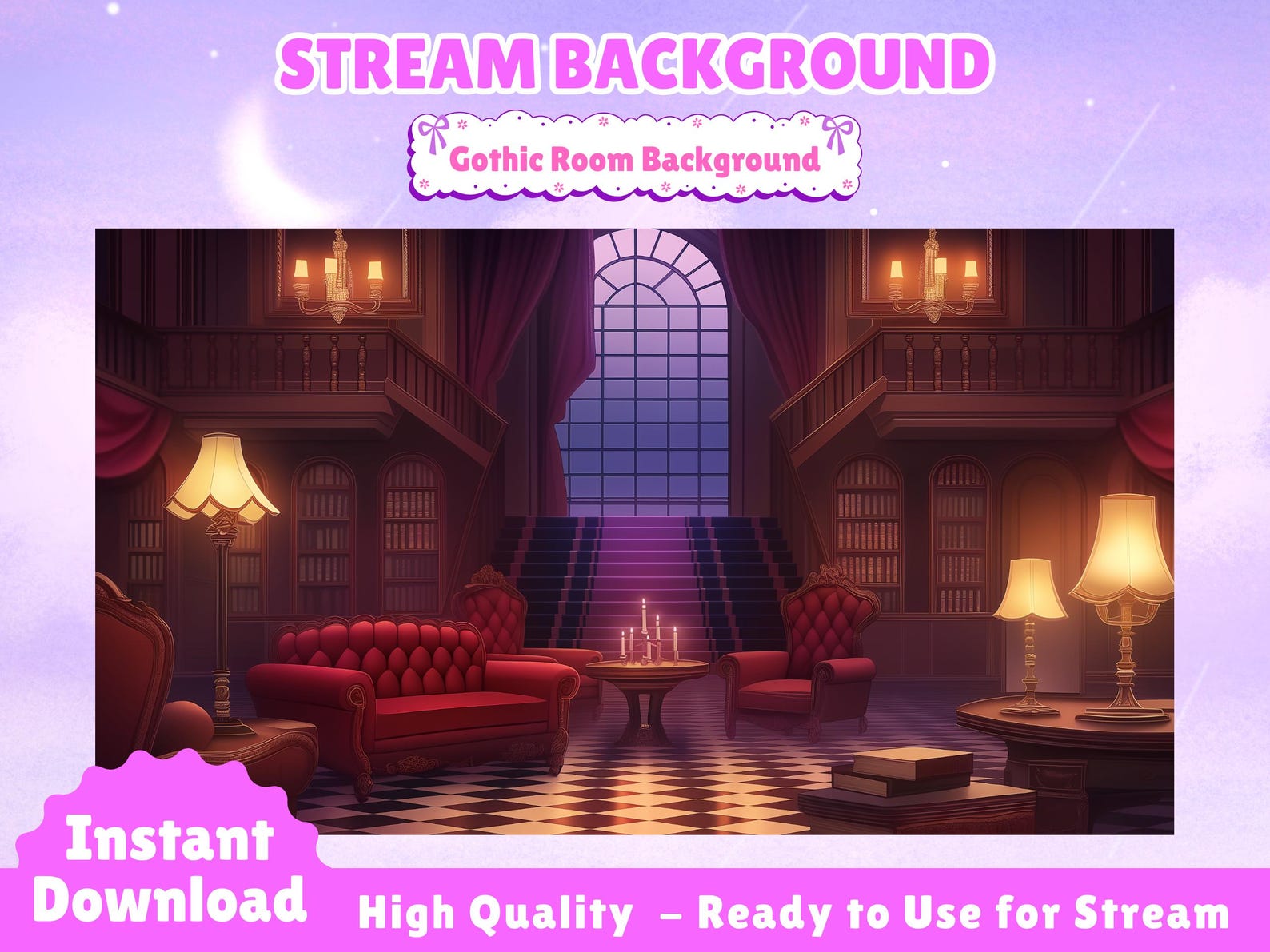 Gothic Room Vtuber Background: Static Stream Overlay (digital Download ...