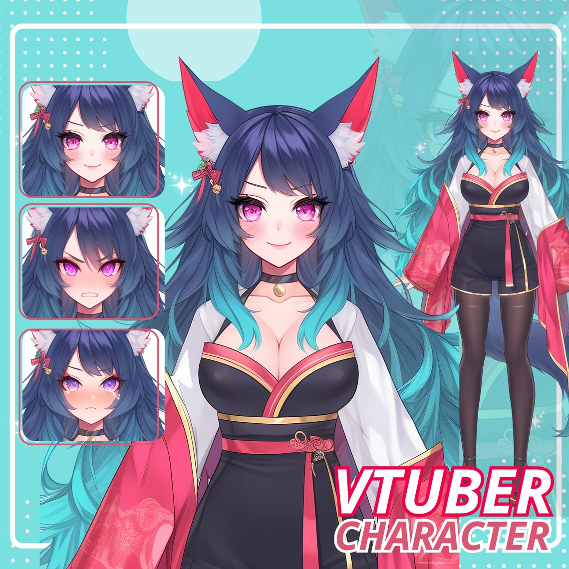 CUSTOM LIVE 2D VTUBER, Vtuber Design, Vtuber Commission, Vtuber Model, Live2d Model, Live2d ...