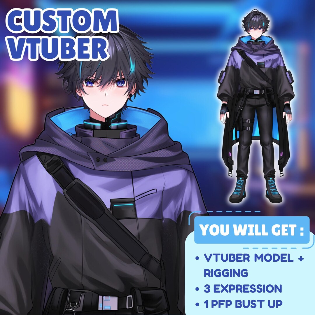 Comisión de Vtuber masculino personalizada, diseño de Vtuber, activo de ...
