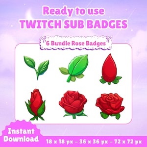 Rose Sub Badges - Twitch - Discord - Stream - Cute - Kawaii - Twitch ...