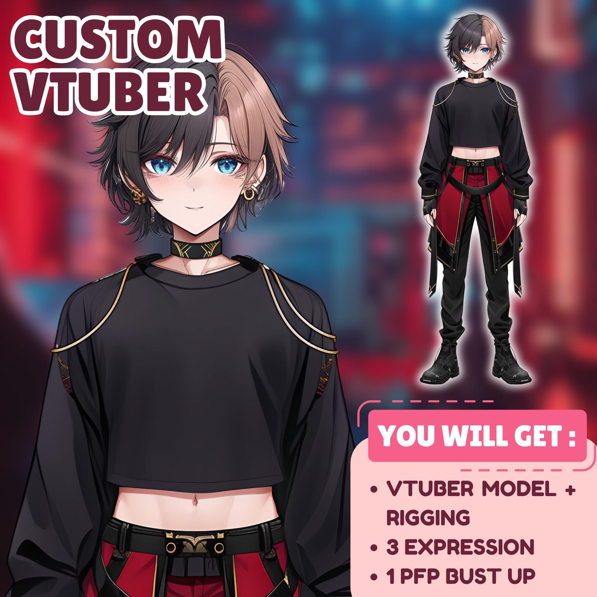 Custom Vtuber Male Commission, Vtuber Design, Vtuber Asset, Vtuber ...