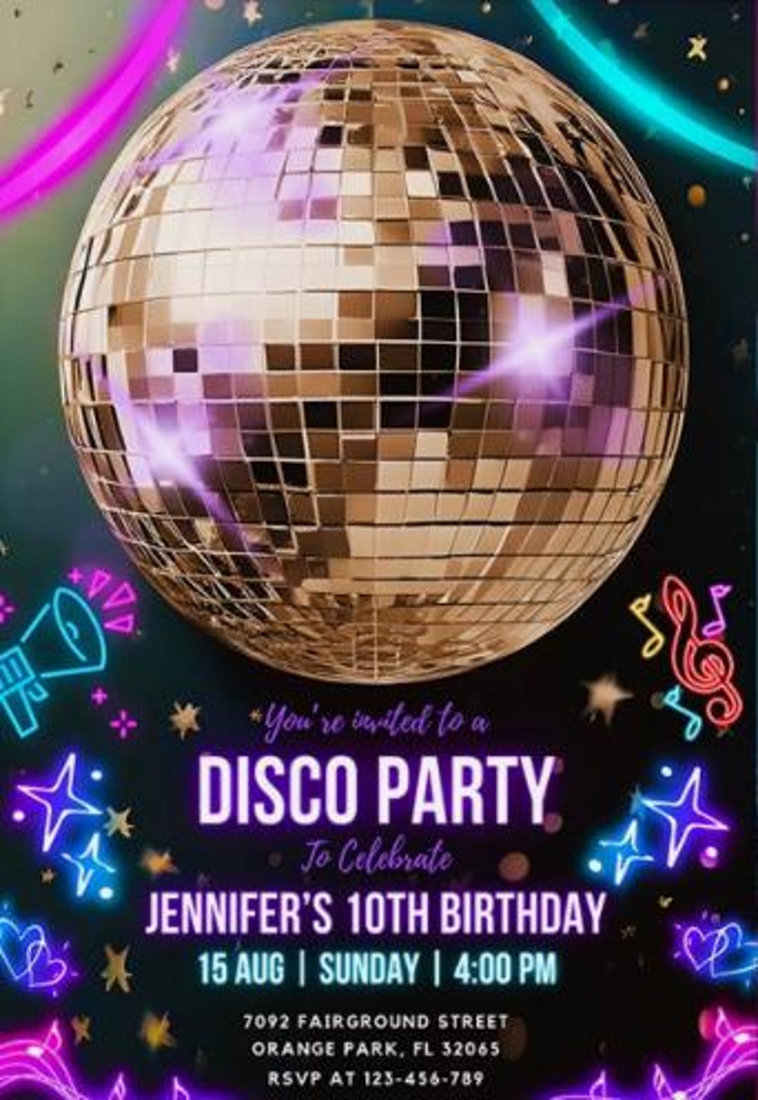 EDITABLE Disco Night Party Invitation Template, Boys, Girls Party ...