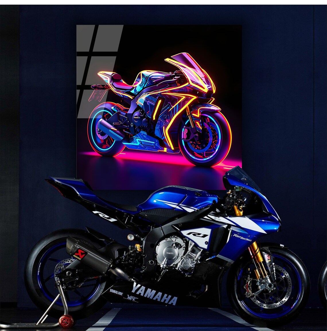Tempered Glass Wall Art, YZF R1 Design, Custom Design, Gamıng Room ...