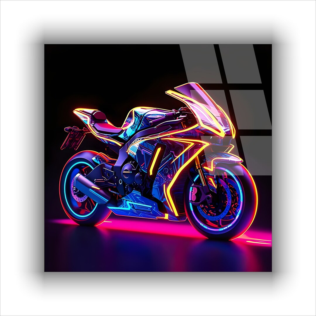 Tempered Glass Wall Art, YZF R1 Design, Custom Design, Gamıng Room ...