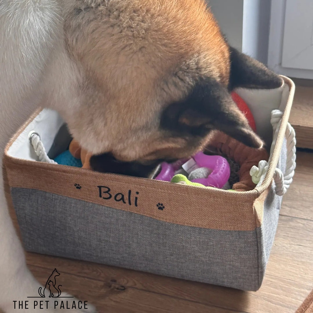 Dog Toy Box, Custom Dog Gift, Personalized Toy Box, Felt Storage Basket ...