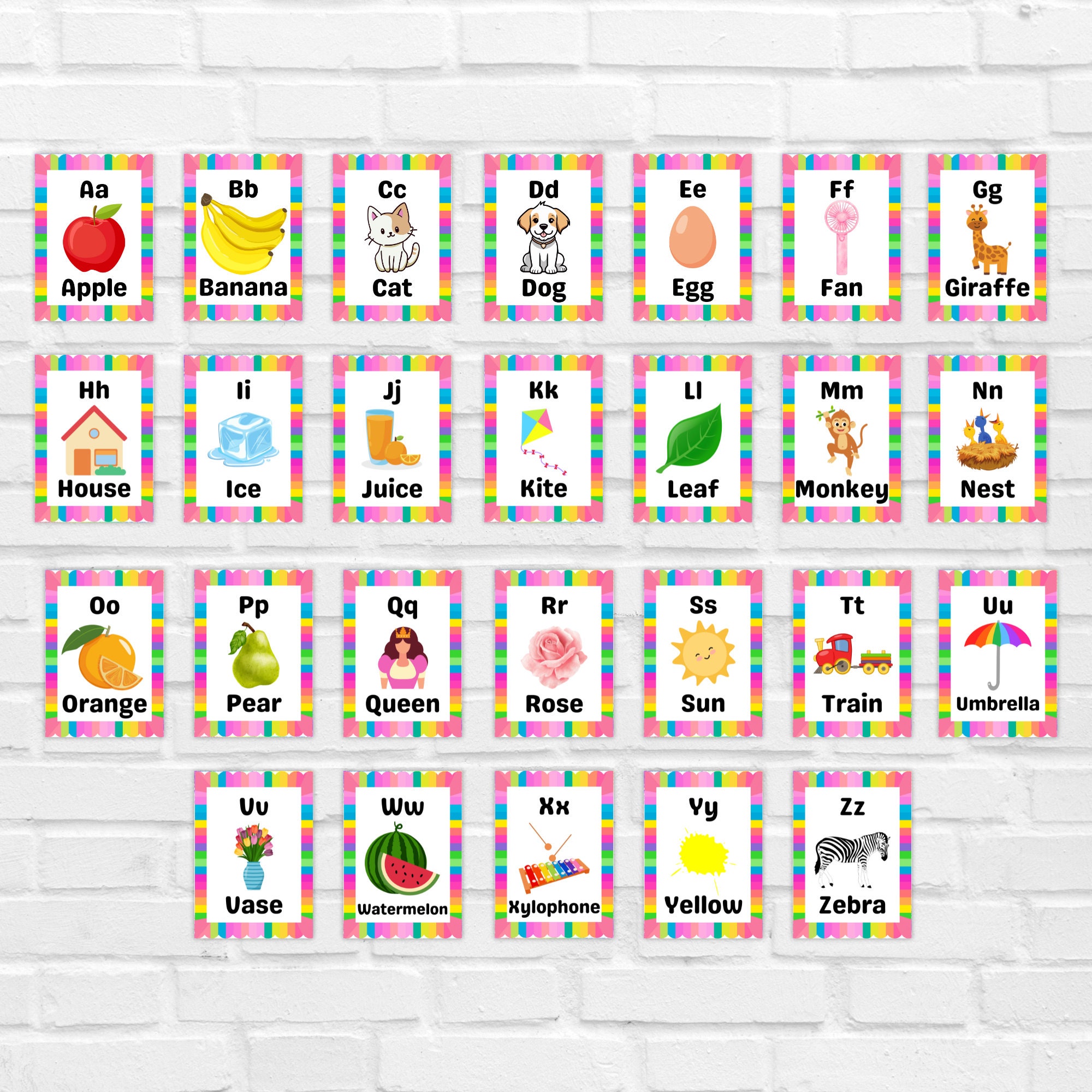 Printable Alphabet Flash Cards Abcs Classroom Decor Toddlers Preschool ...