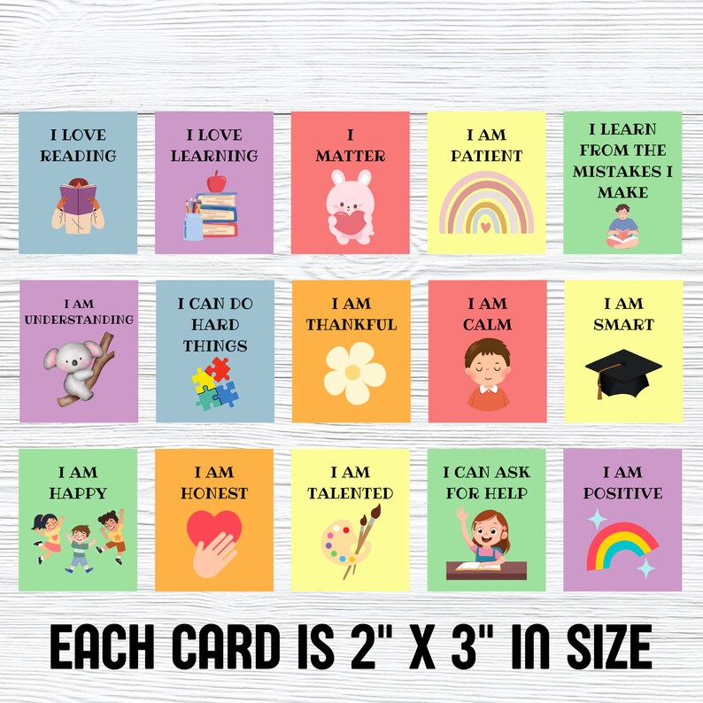 Kids Affirmation Cards: 50 Printable Positive Mindset Cards (PDF) - Etsy
