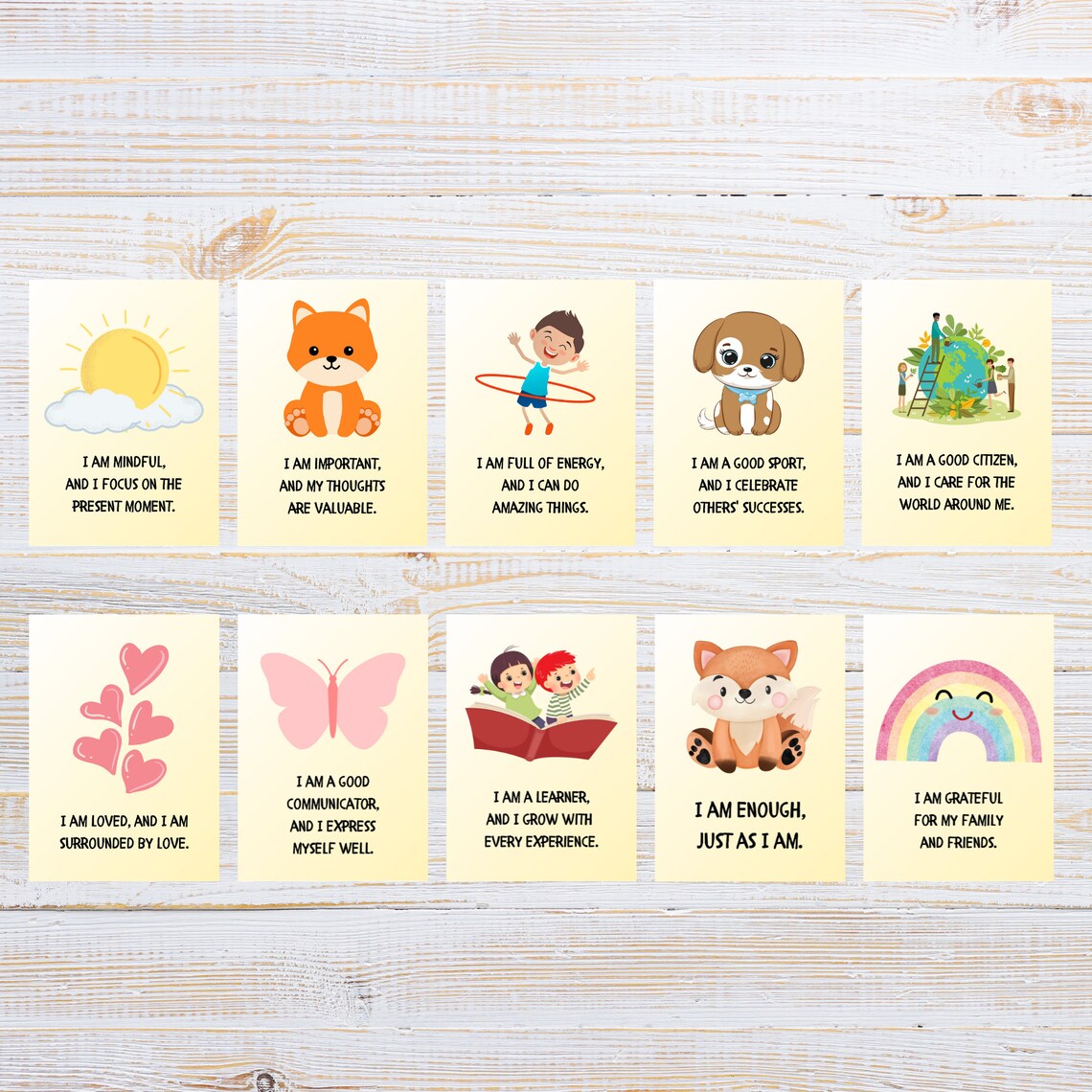 Printable Children's Positive Affirmation Cards | Set of 40 Kids ...