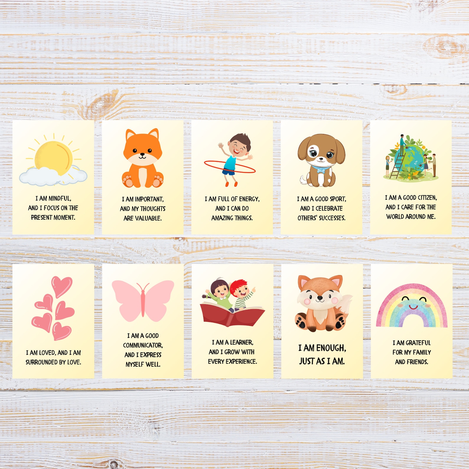 Printable Children's Positive Affirmation Cards | Set of 40 Kids ...