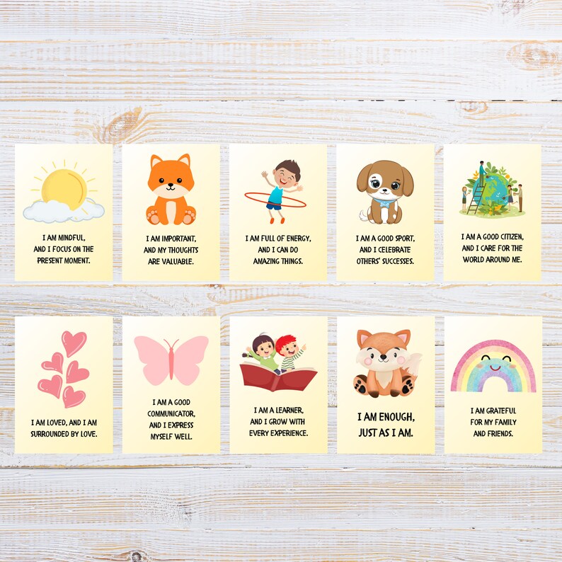 Printable Children's Positive Affirmation Cards | Set of 40 Kids ...