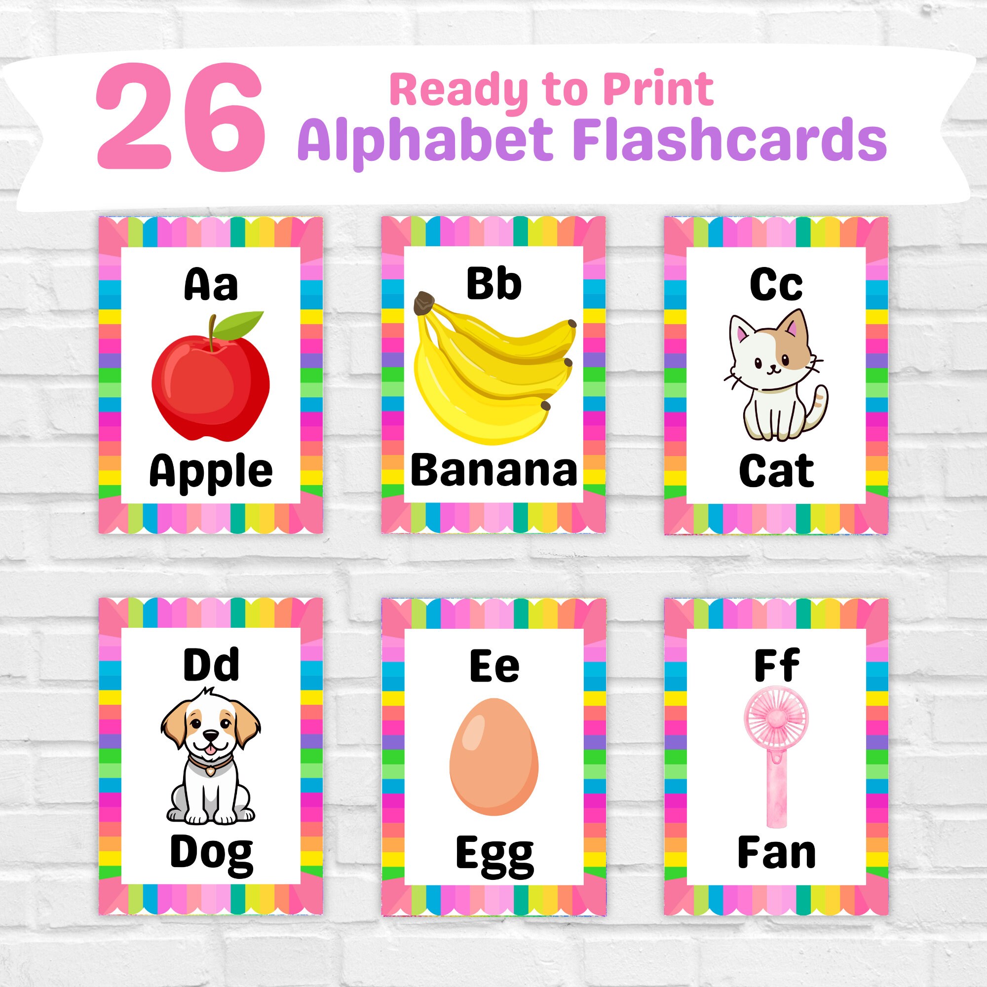 Printable Alphabet Flash Cards Abcs Classroom Decor Toddlers Preschool ...