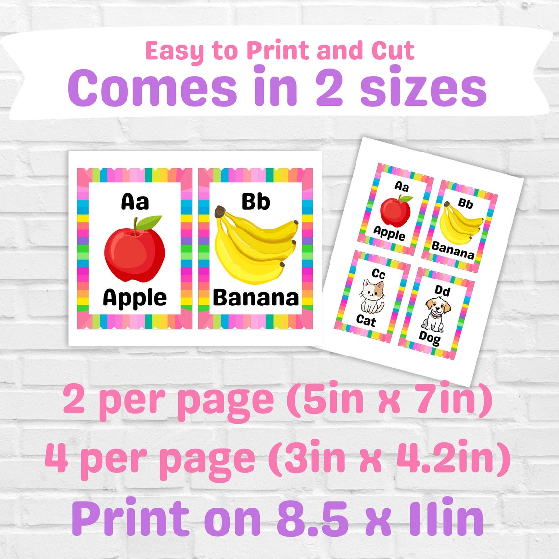 Printable Alphabet Flash Cards Abcs Classroom Decor Toddlers Preschool ...