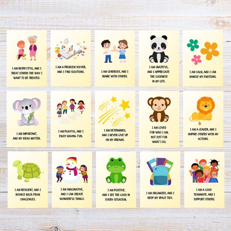 Printable Children's Positive Affirmation Cards | Set of 40 Kids ...