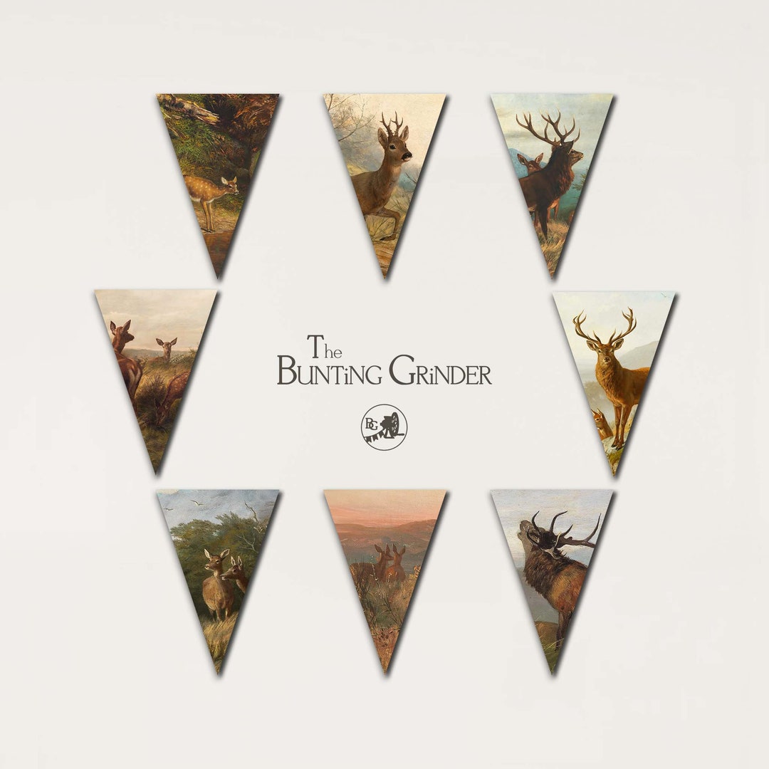 Vintage Deer Stag PRINTABLE Banner Bunting Flags Vintage Fawn Doe ...