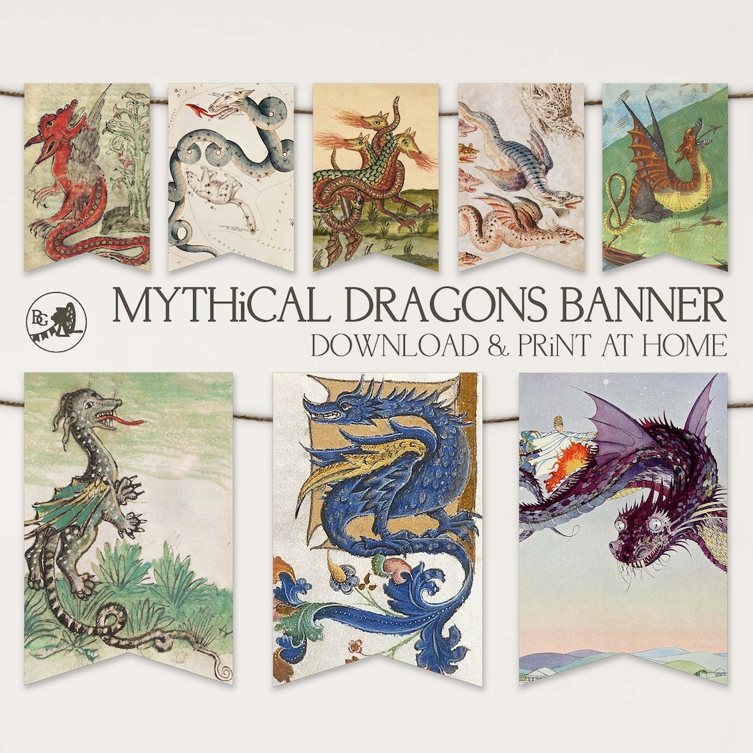 Mythical Dragon Party Decor | Medieval Dragons Kids Room PRINTABLE ...