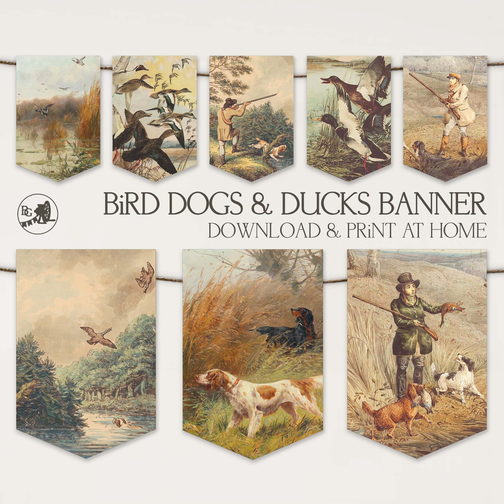 Duck Hunting Bird Dogs Banner PRINTABLE Bunting Flags Vintage Hunting ...