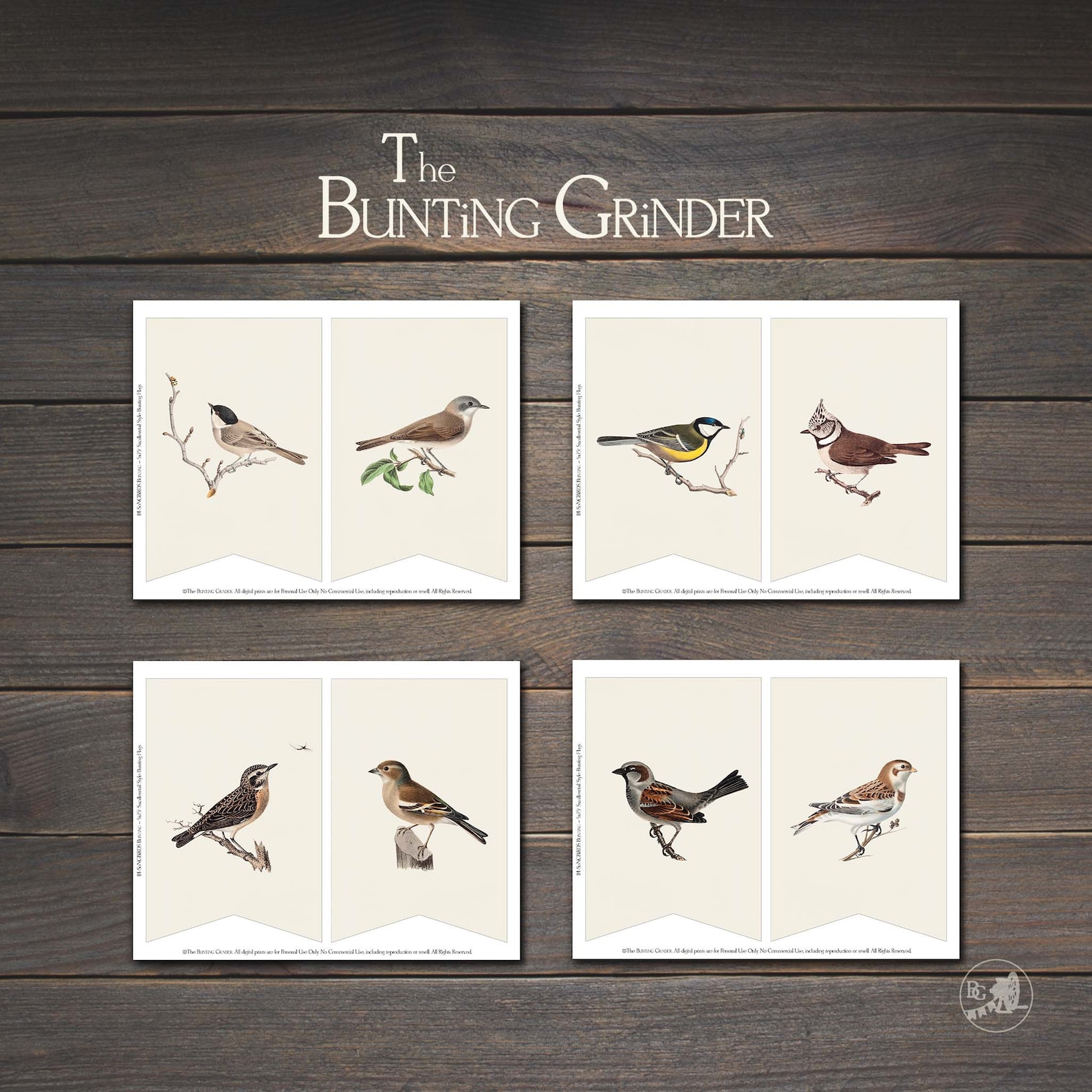 Wild Songbirds Party Banner PRINTABLE Bunting Flags | Vintage Bird ...