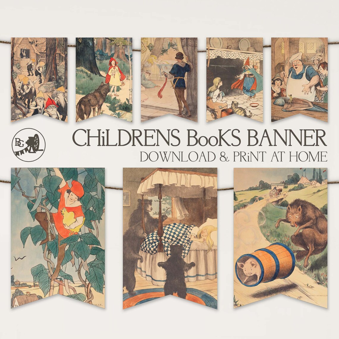 Classic Children's Books Nursery Decor Bedtime Stories Banner PRINTABLE ...