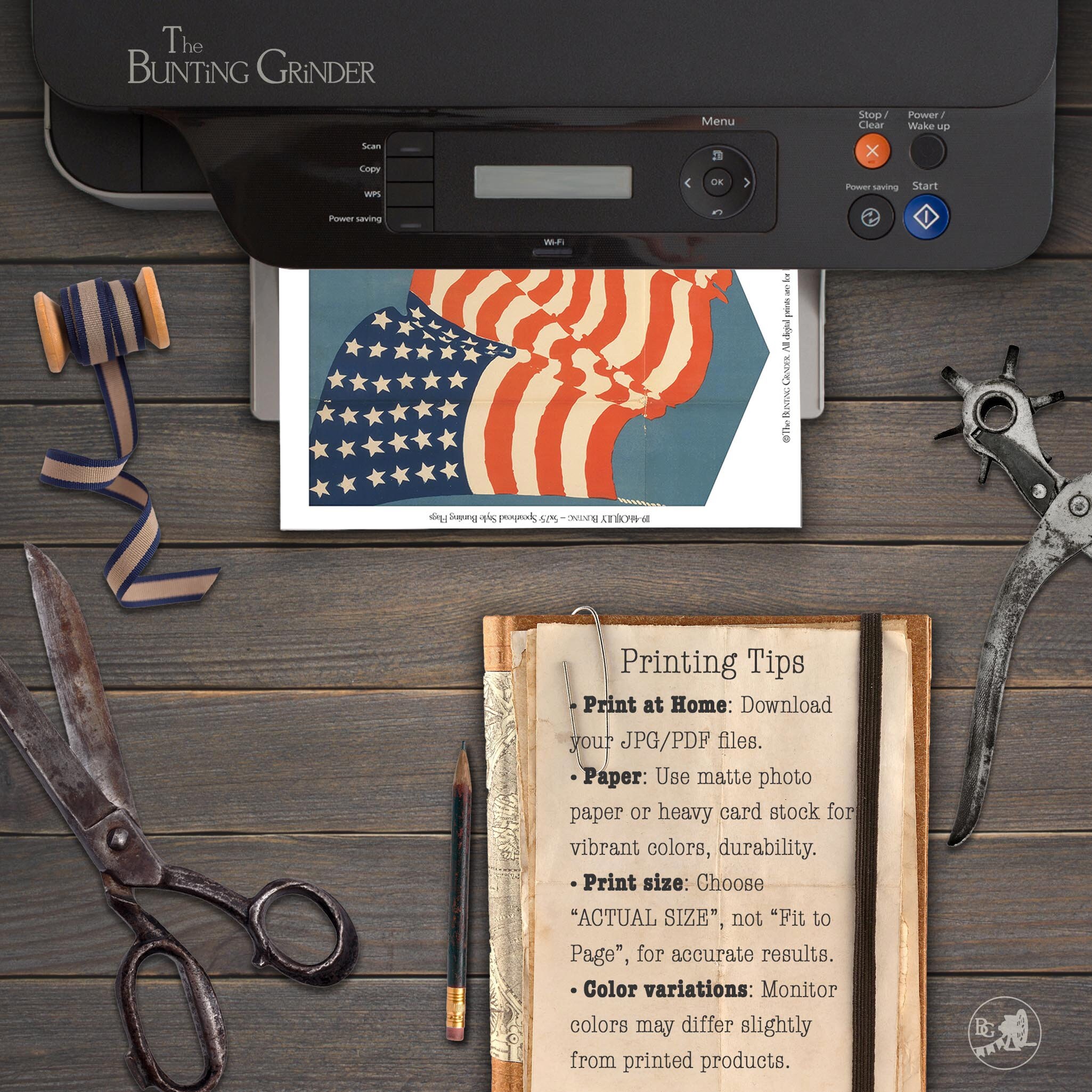 4th of July Party Banner PRINTABLE USA Bunting Flags | Vintage ...