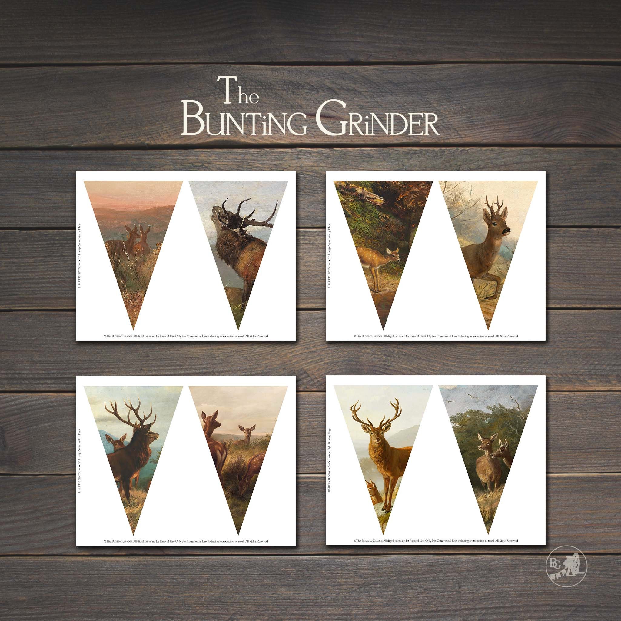 Vintage Deer Stag PRINTABLE Banner Bunting Flags | Vintage Fawn Doe ...