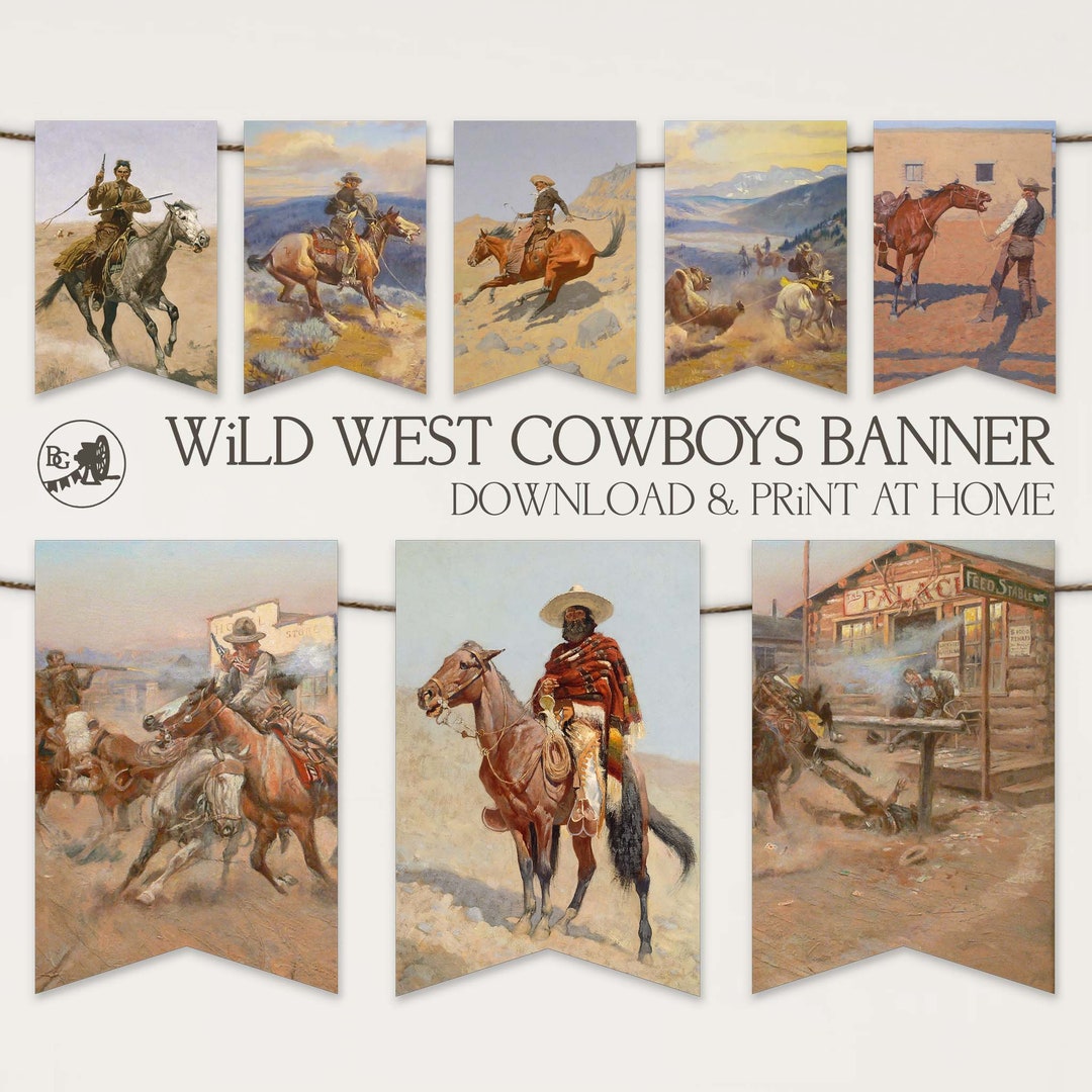 Wild West Cowboys Party Banner PRINTABLE Bunting Flags | Vintage ...