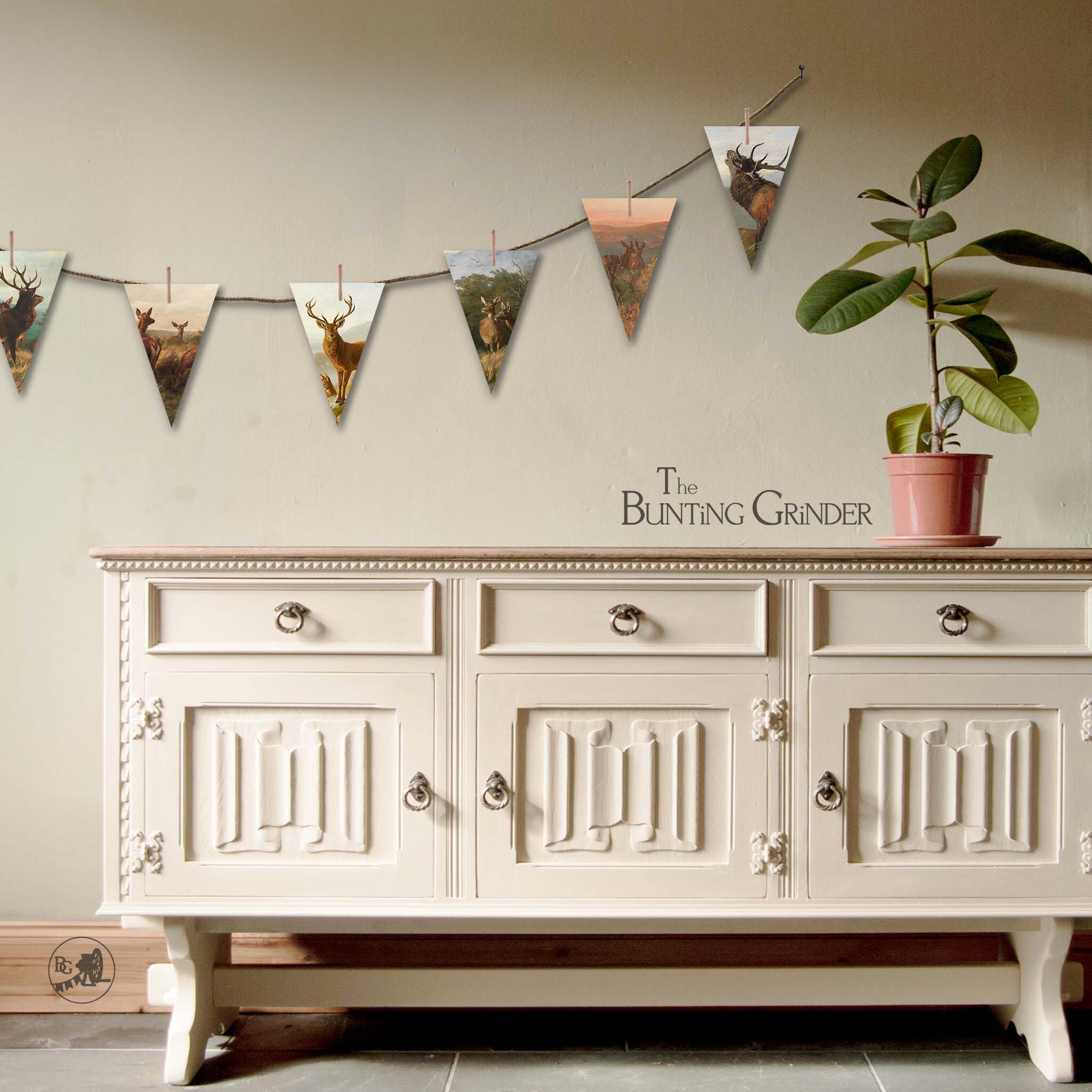 Vintage Deer Stag PRINTABLE Banner Bunting Flags | Vintage Fawn Doe ...