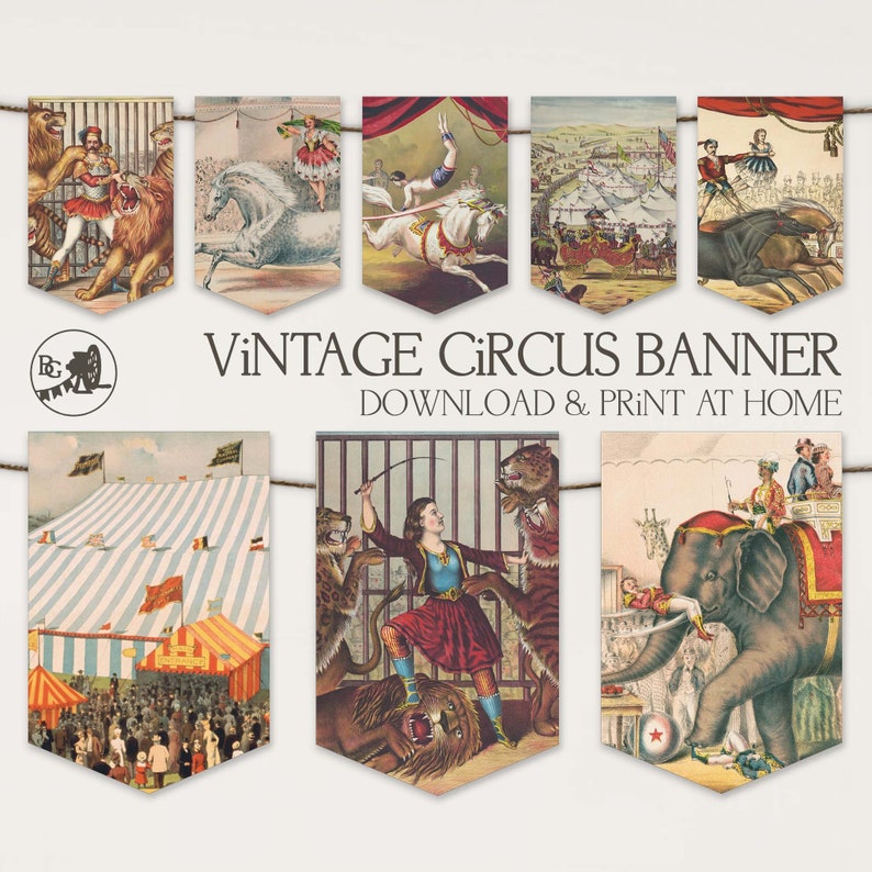 Vintage Circus PRINTABLE Party Banner | Kids Antique Circus Bunting ...