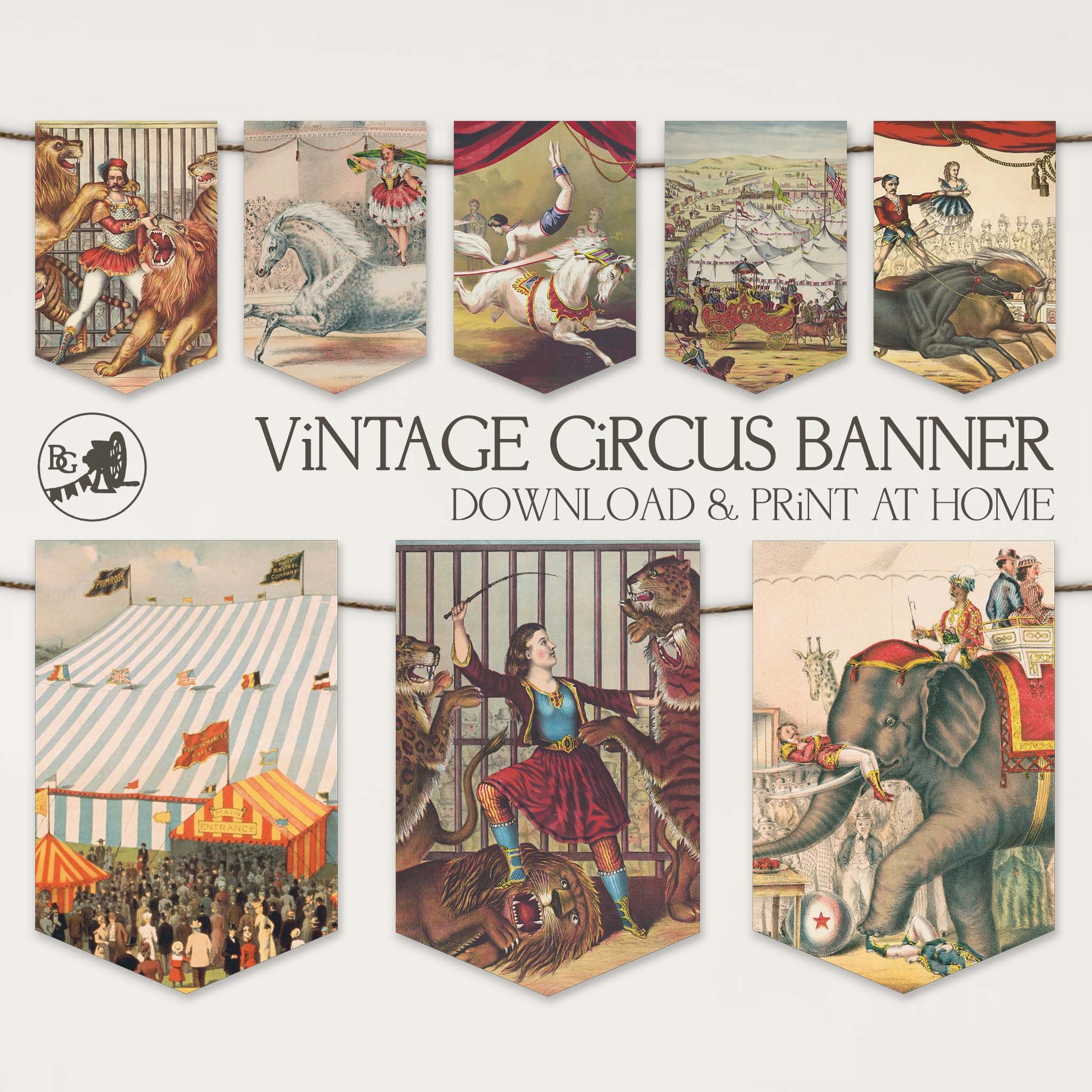 Vintage Circus PRINTABLE Party Banner | Kids Antique Circus Bunting ...