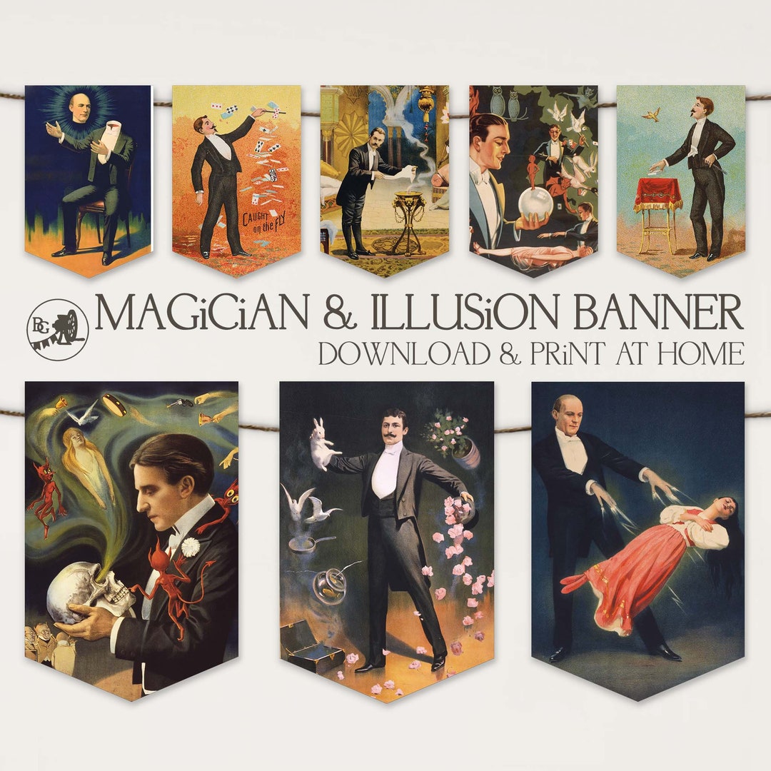 Vintage Magician PRINTABLE Party Banner | Antique Magic & Illusion ...