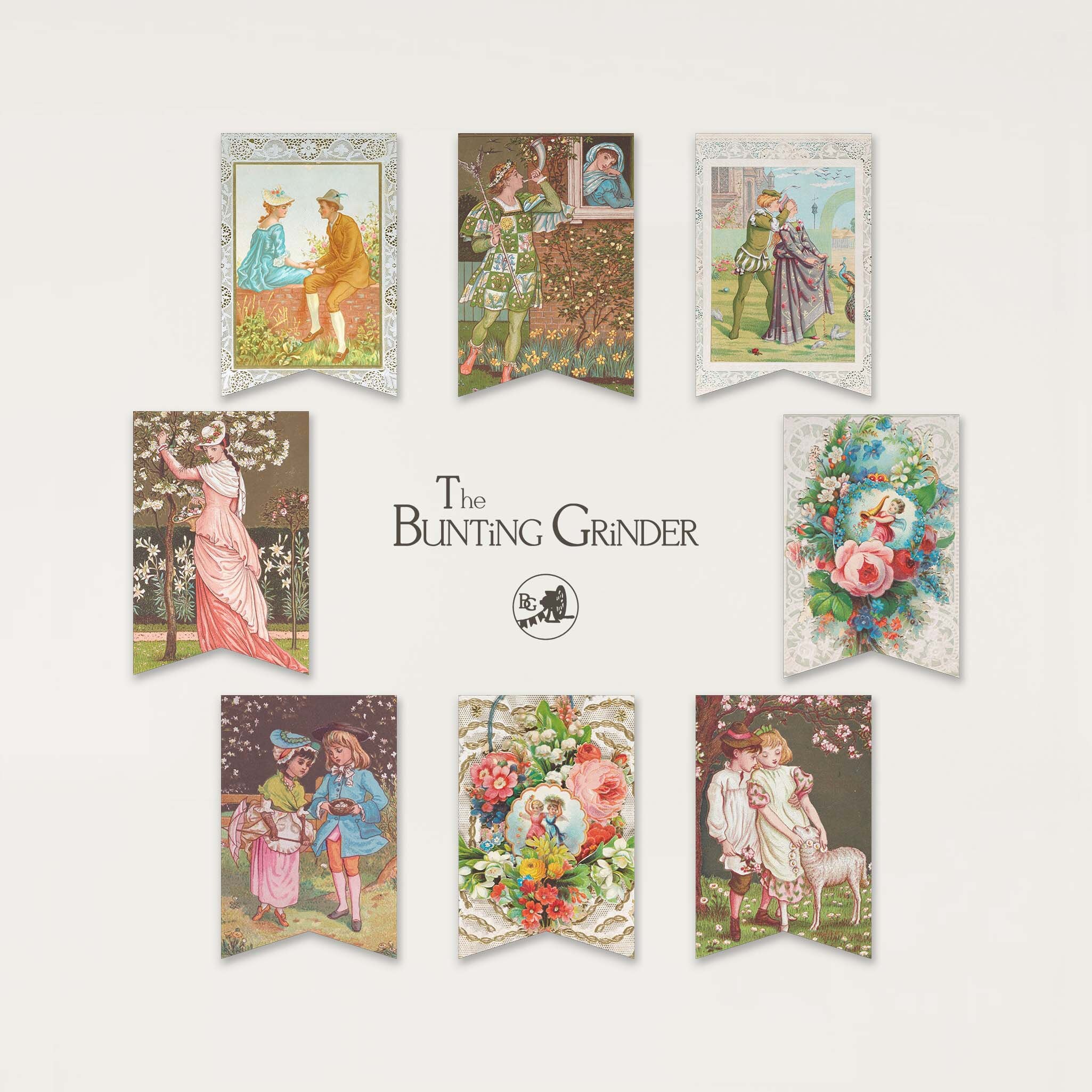 Valentine's Vintage Cards PRINTABLE Banner Bunting Flags | Antique ...