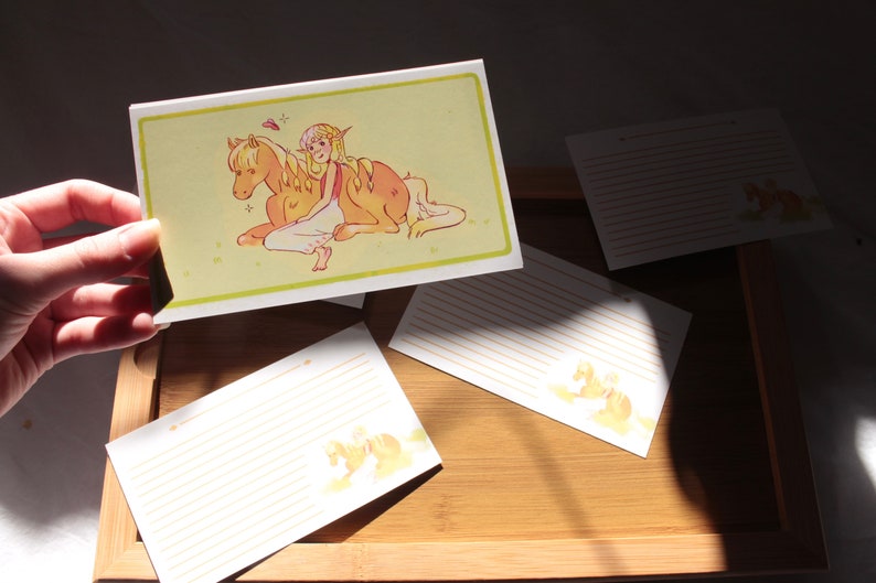 Zelda & Her Horse Postcard Videogame Original Illustrated Fanart Print ...