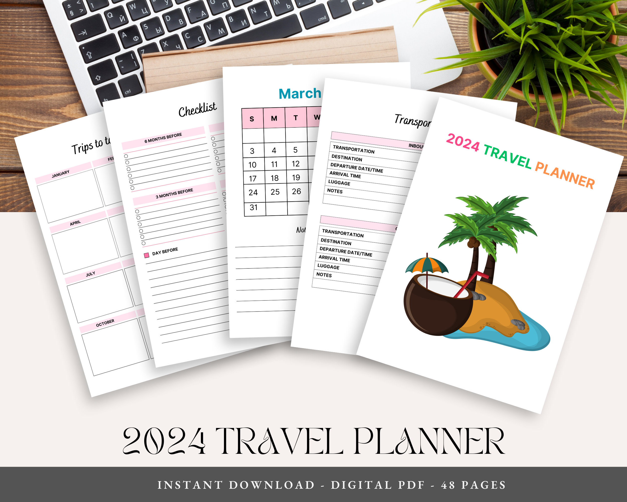 Editable Travel Planner Template Trip Itinerary Planner Canva Vacation ...