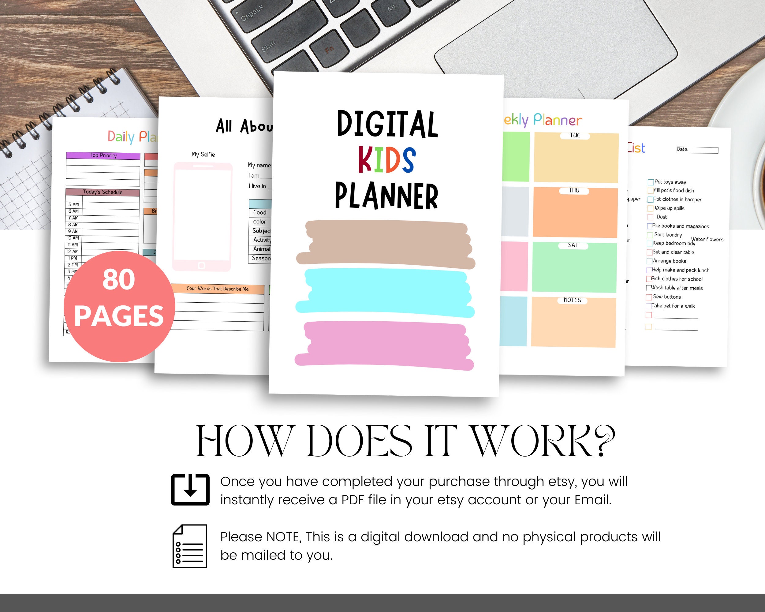 Kids Daily Planner Printable | Dot Game | Planner for Kids | Diary for ...