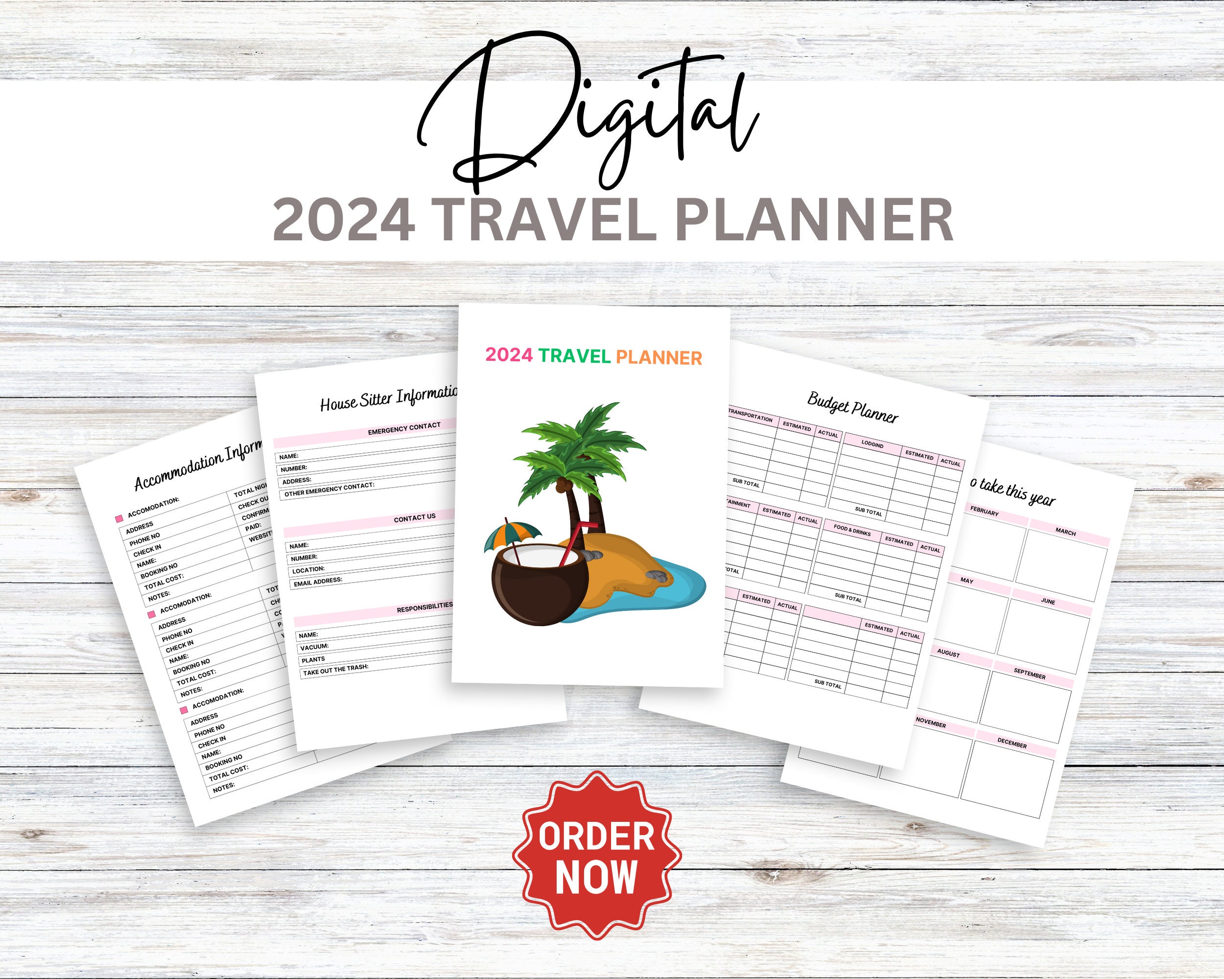 Editable Travel Planner Template Trip Itinerary Planner Canva Vacation ...