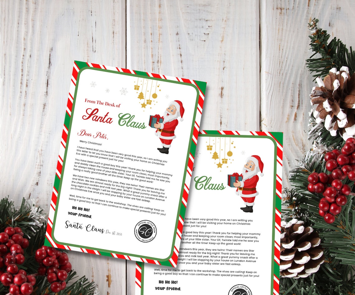 Kids Wish List Letter for Christmas Printable, Kids Letter to Santa ...