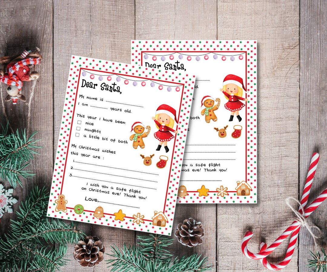 Kids Wish List Letter for Christmas Printable, Kids Letter to Santa ...