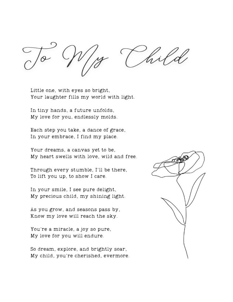 To My Child Poem Print, Digital Download, 8.5x11 Wall Art - Etsy