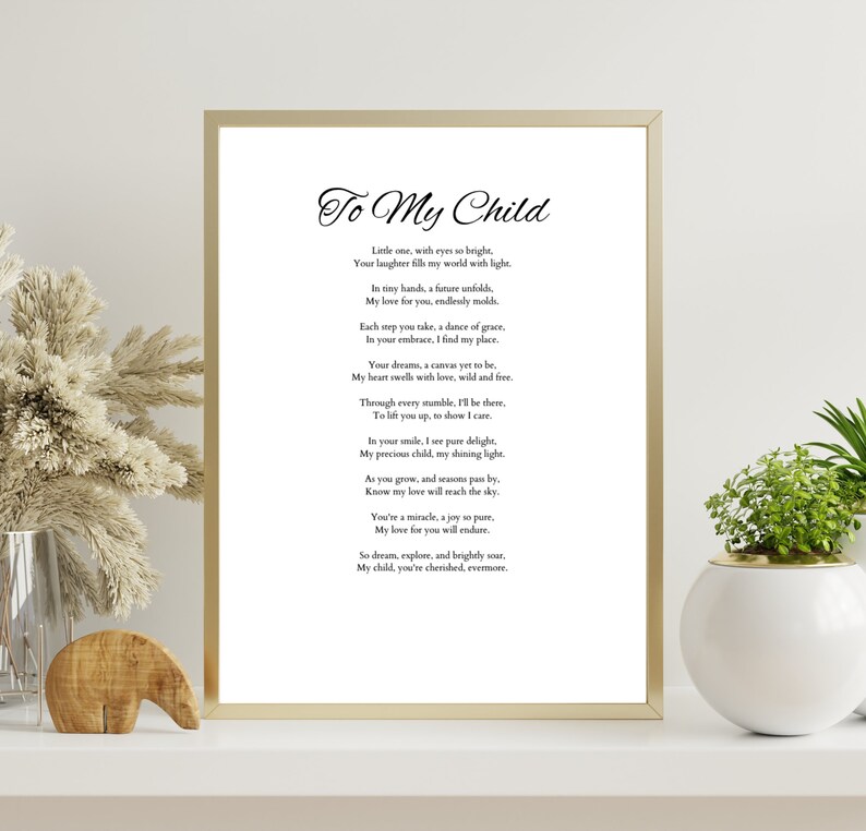 To My Child Poem Print, Digital Download, 8.5x11 Wall Art - Etsy