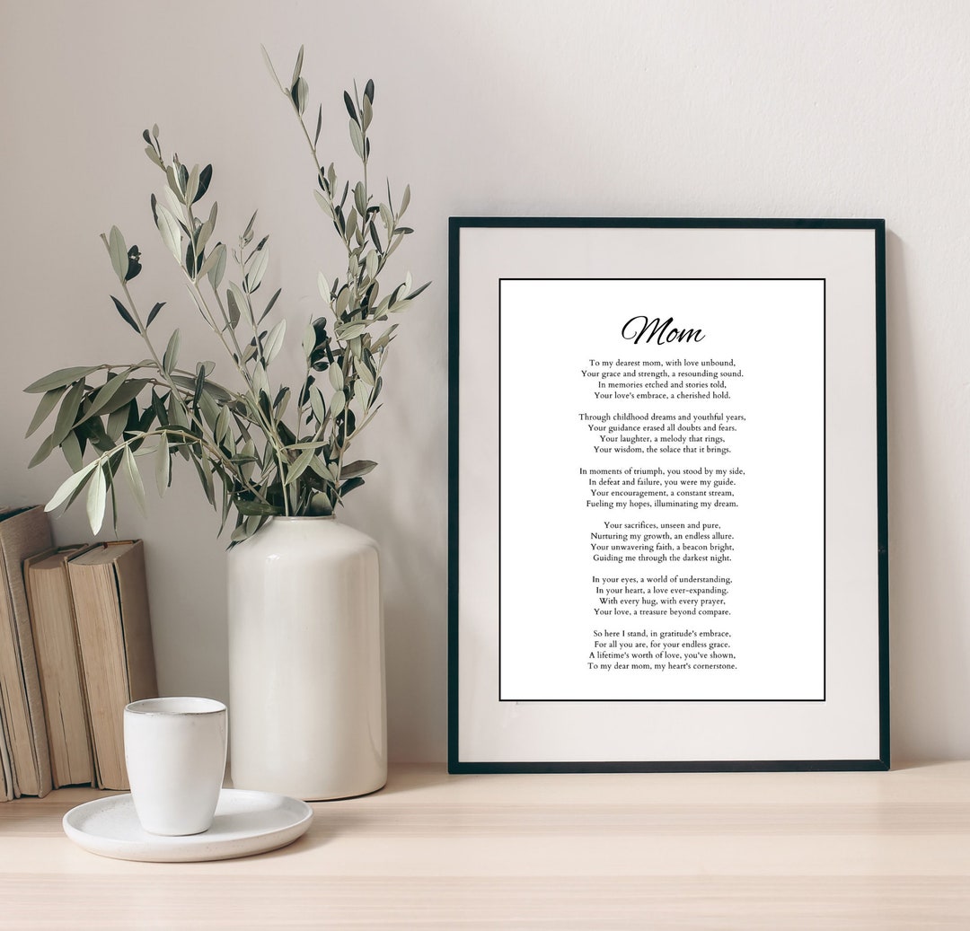 To Mom Poem Print, Digital Download, 8.5x11 Wall Art - Etsy