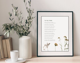 To My Child Poem Print, Digital Download, 8.5x11 Wall Art - Etsy
