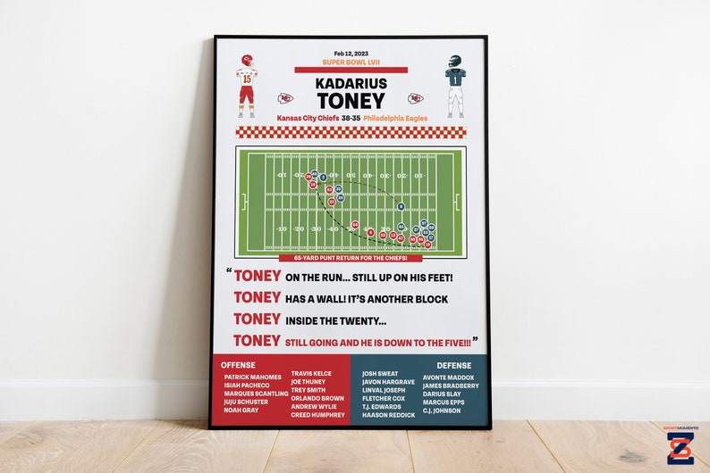 Kansas City Chiefs, Football Poster, Super Bowl LVII, Kadarius Toney ...