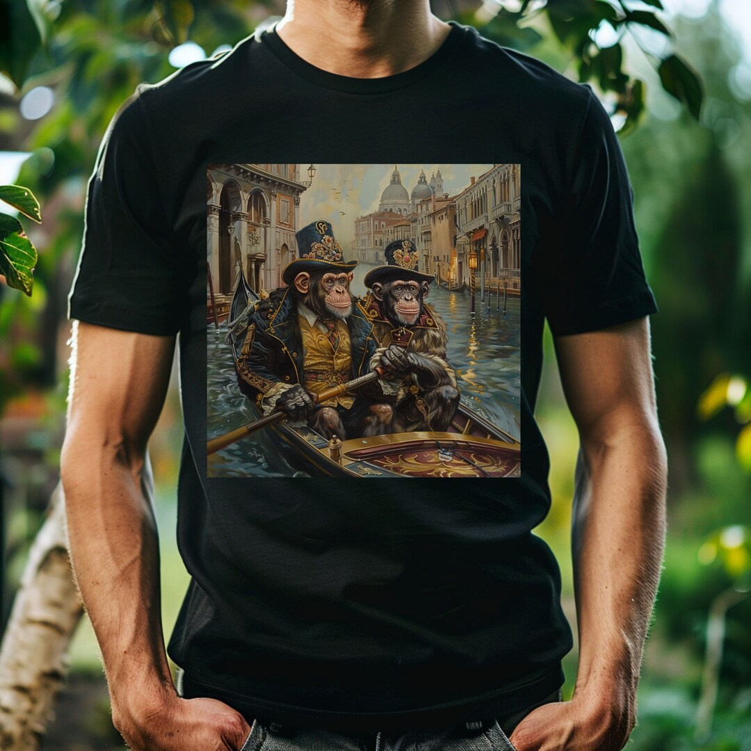 Chimpanzees Sailing in Venice Shirt, Chimpanzee Print Design ...
