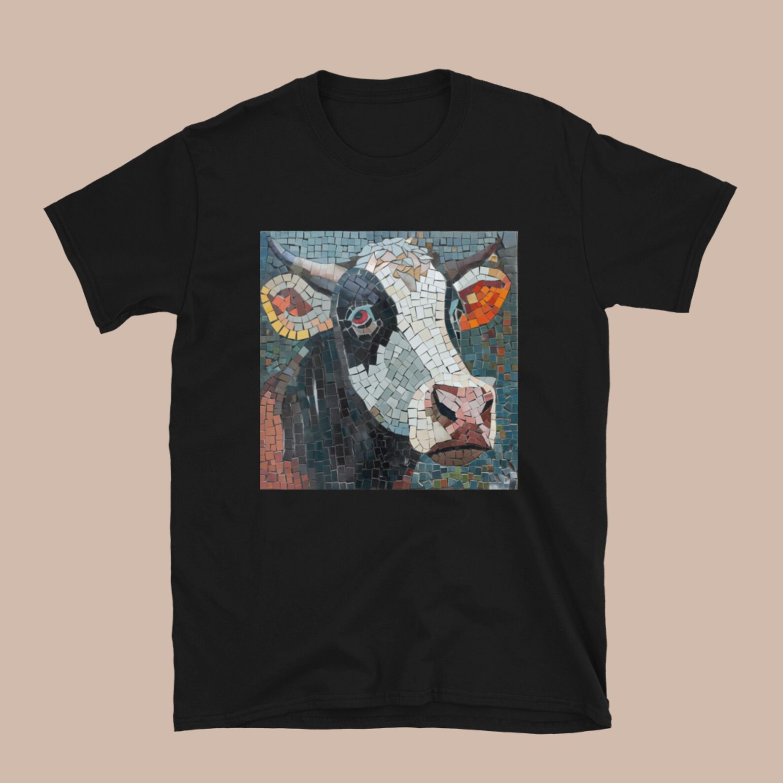 Cow Moosaic Art Shirt, Cow Lover, Animals, Cow Art Painting Design, Cow ...