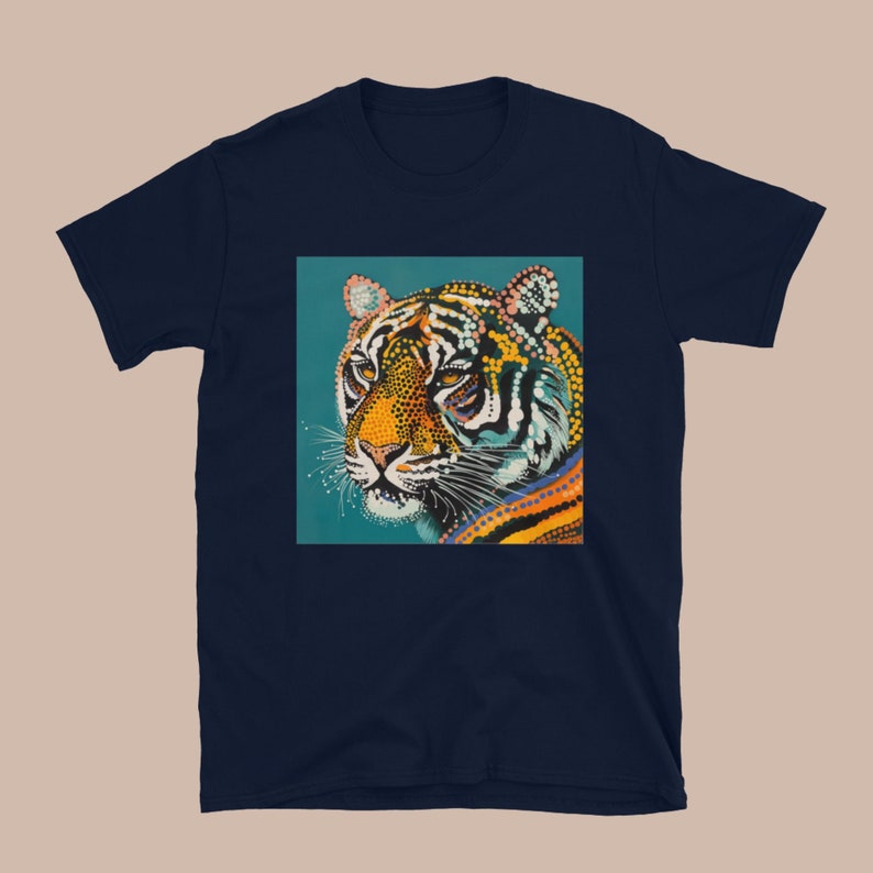 Tiger Dotted Art Shirt, Adorable Wildlife Shirt, Unique Animal Print ...