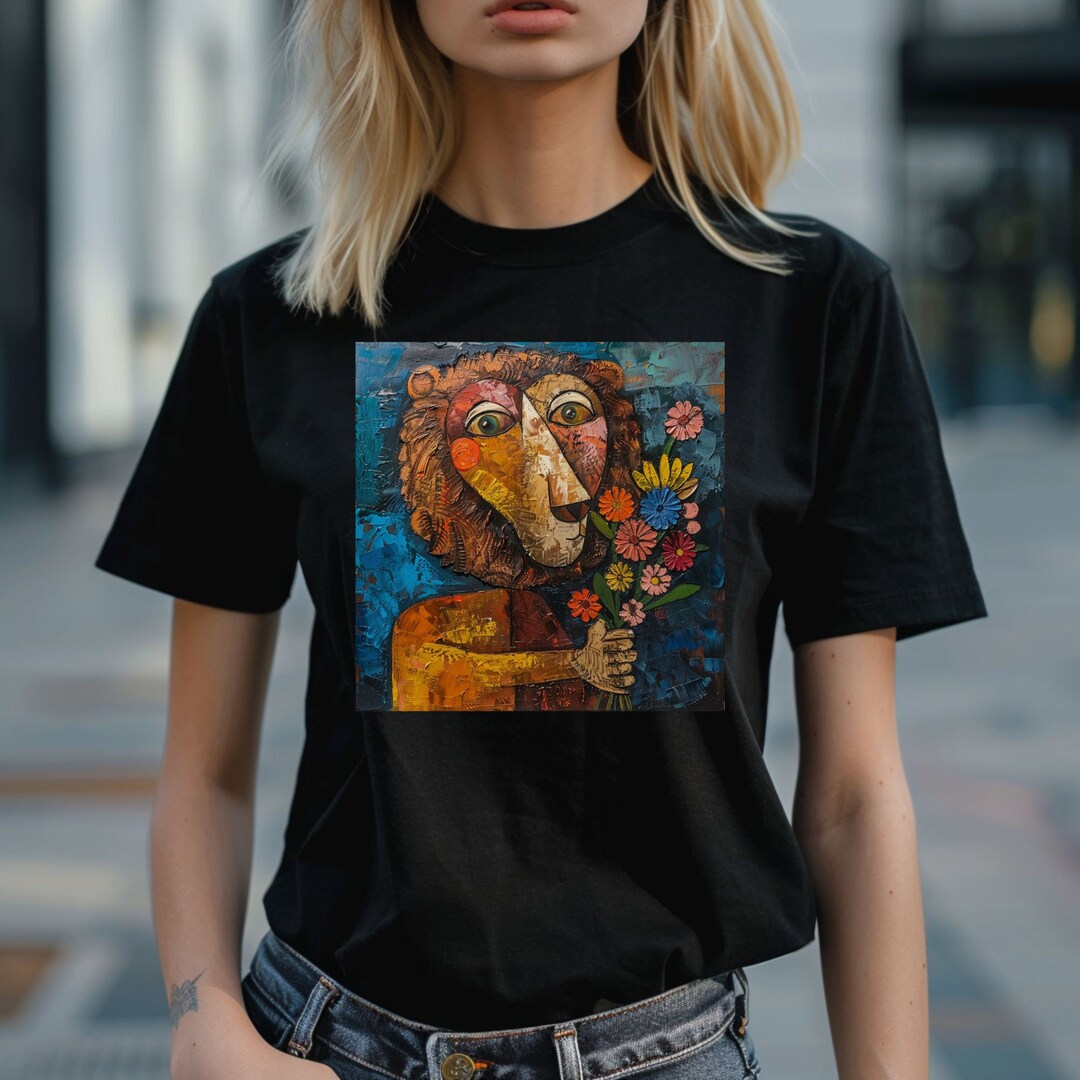 Lion With Flowers Abstract Art Shirt, Lion Shirt, Lion Art, Lion ...