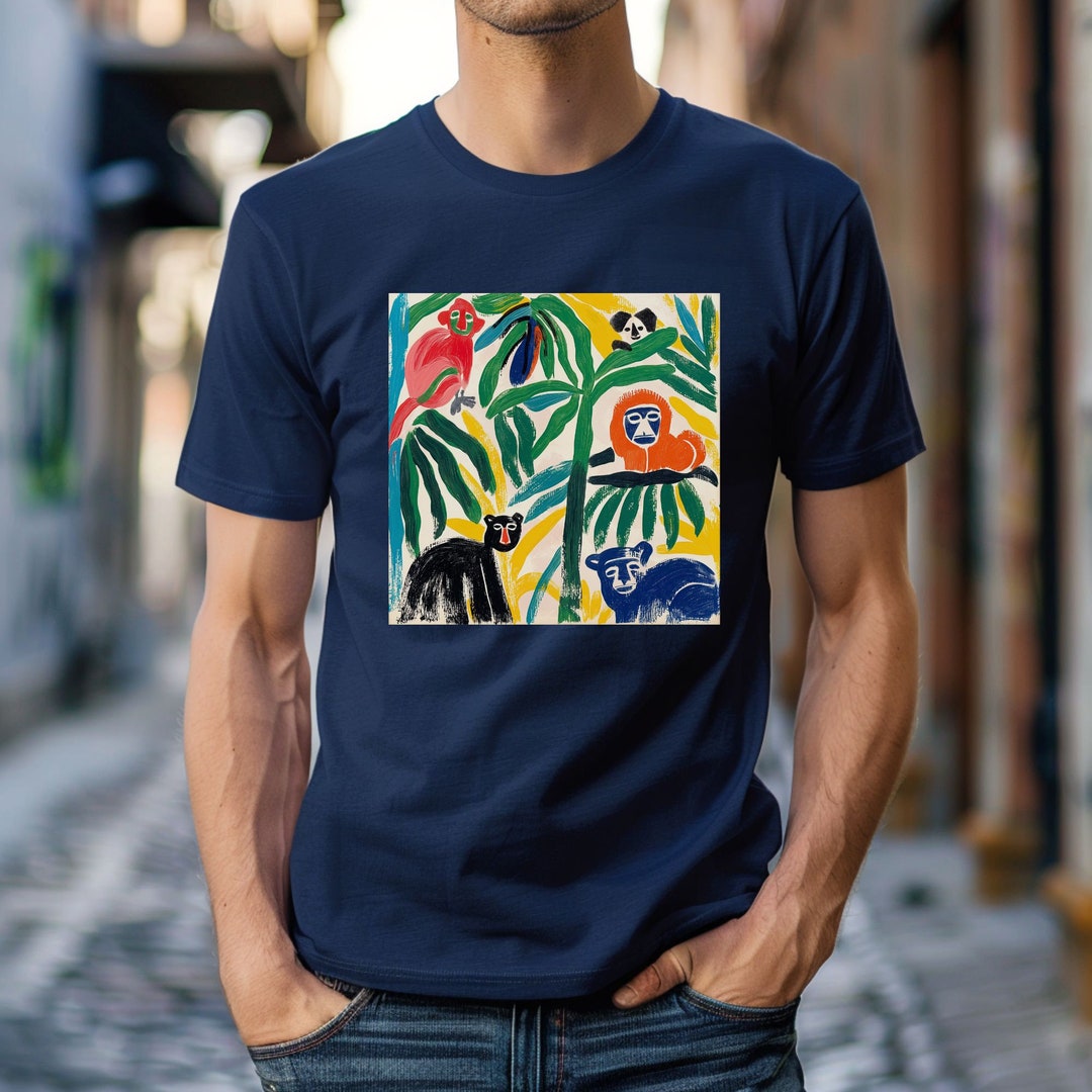 Animals in the Jungle Art Shirt, Jungle Print Shirts, Nature Inspired ...